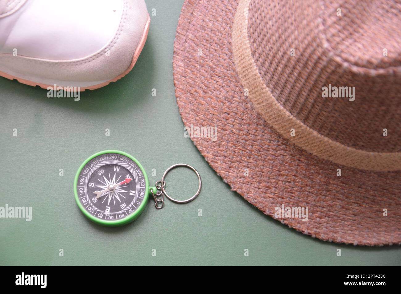 Hand compass for travel on the background of a objects Stock Photo - Alamy