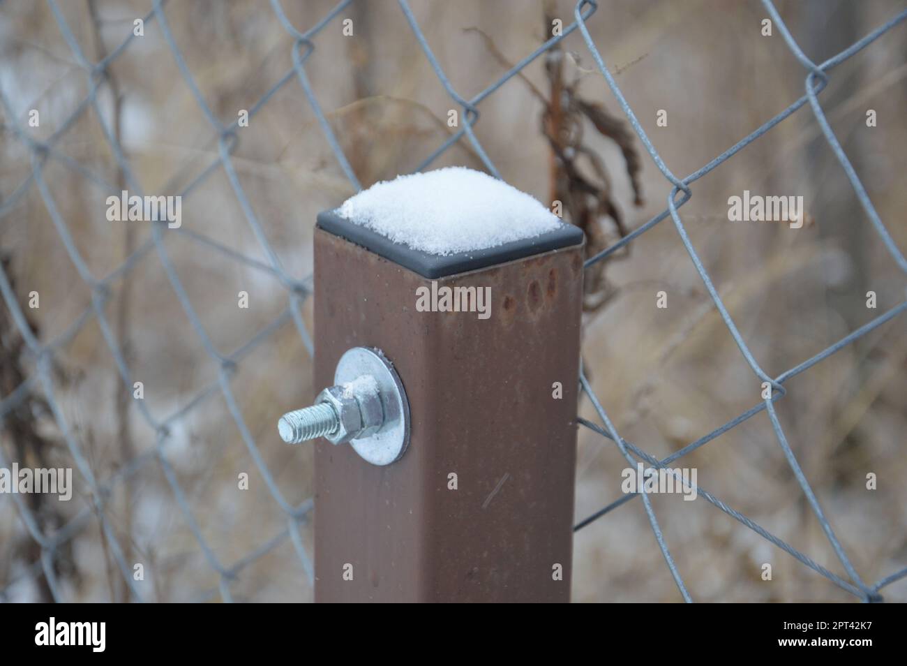 Architectural elements of the building covered with a snow Stock Photo ...