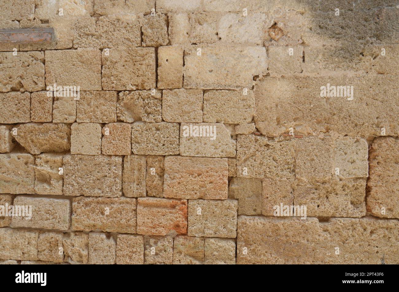 Texture of ancient masonry walls in Rhodes island in the Greece Stock ...