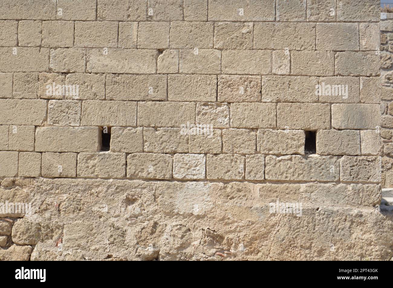Texture of ancient masonry walls in Rhodes island in the Greece Stock ...