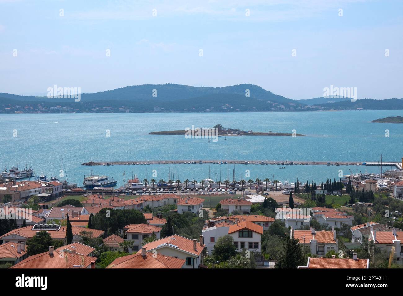 Cunda Island and Ayvalık wide angle landscape from the top of Cunda ...