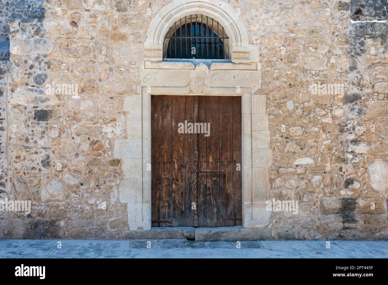 Emba, Paphos District, Cyprus - March 27, 2023 - Entrance door of the ...