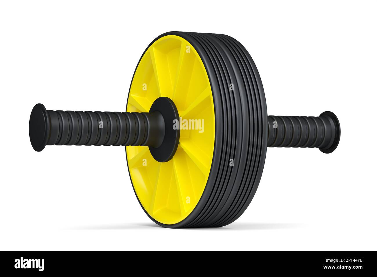 AB roller for abdominal muscles isolated on white background. 3d ...