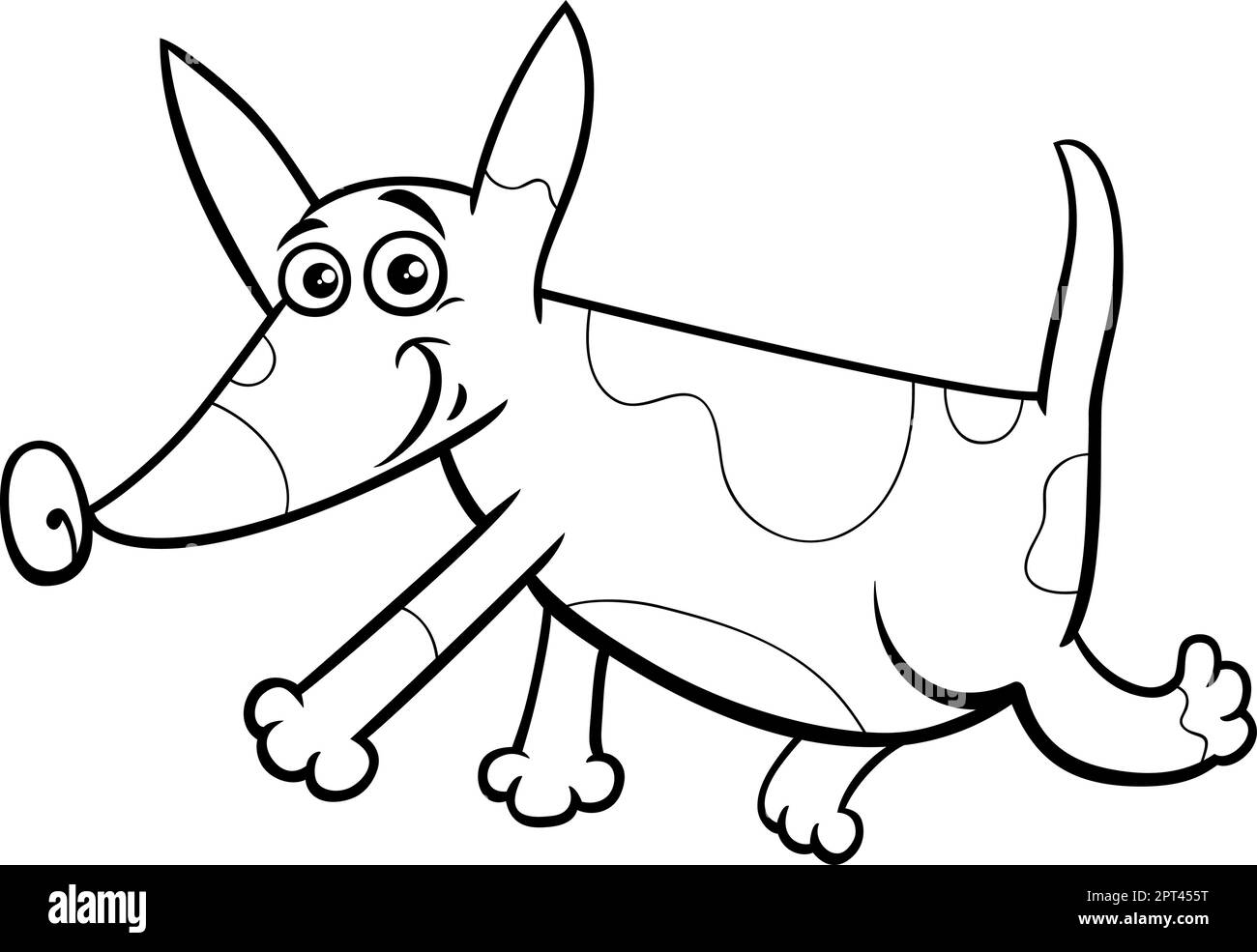 cartoon spotted running puppy character coloring page Stock Vector ...