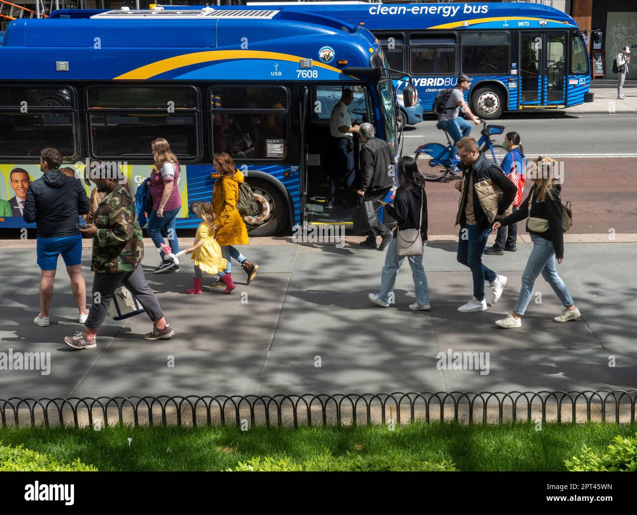 New York City Clean-energy buses on Fifth Avenue are powered by ...