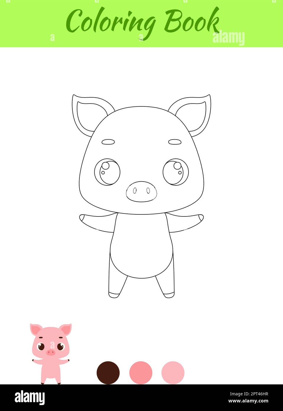 Coloring page happy pig. Coloring book for kids. Educational activity ...