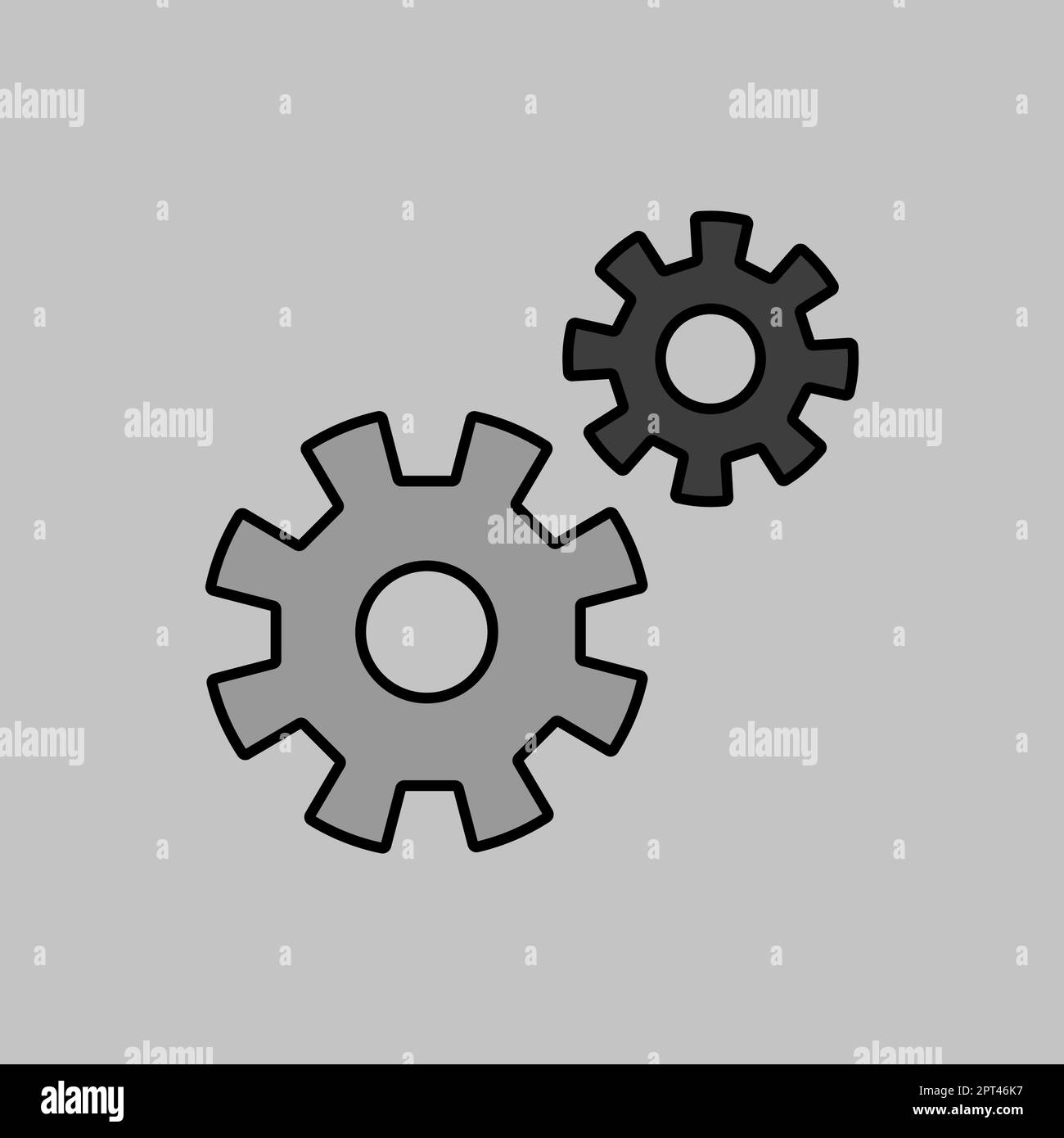 Gear outline grayscale icon. Teamwork sign Stock Vector Image & Art - Alamy