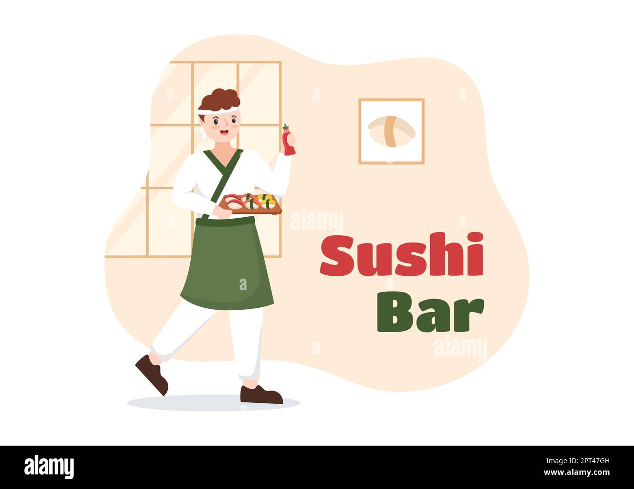 Sushi Bar Japan Asian Food or Restaurant of Sashimi and Rolls for ...