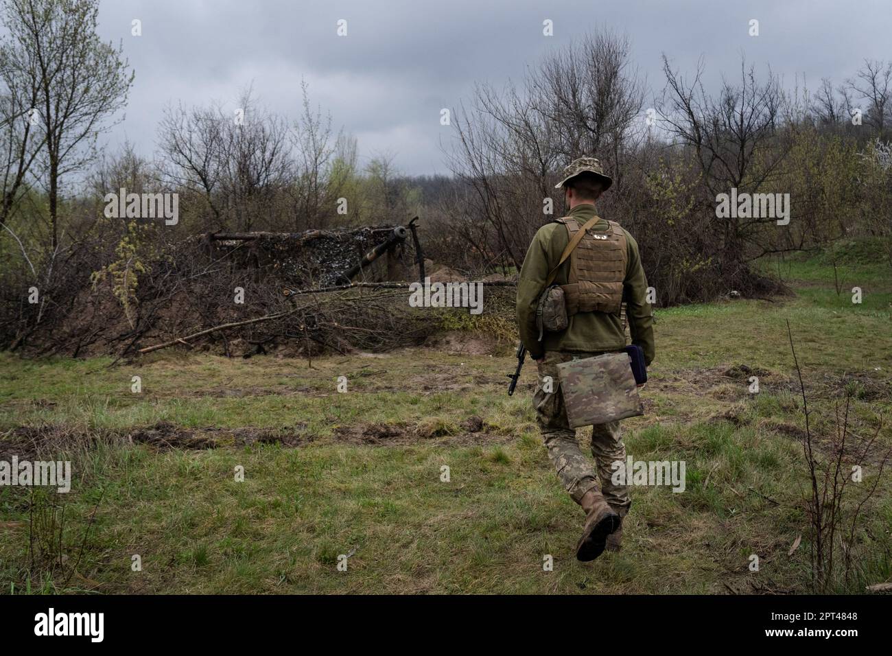 Bakhmut, Ukraine. 15th Apr, 2023. A Ukrainian soldier from the 17th ...