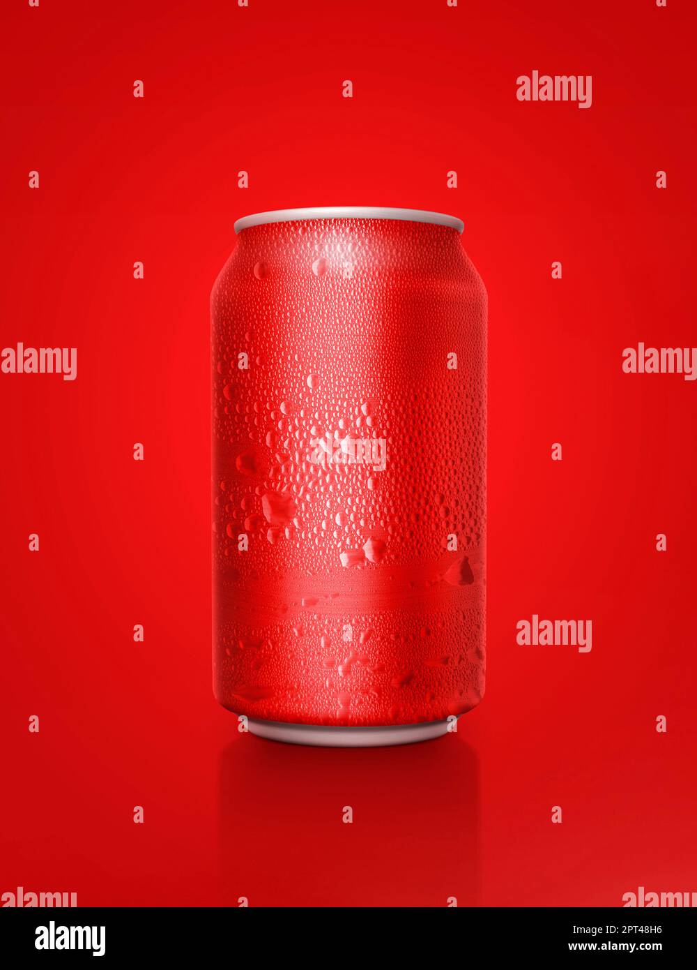 Red aluminum cans with water droplets on a red Background Stock Photo ...