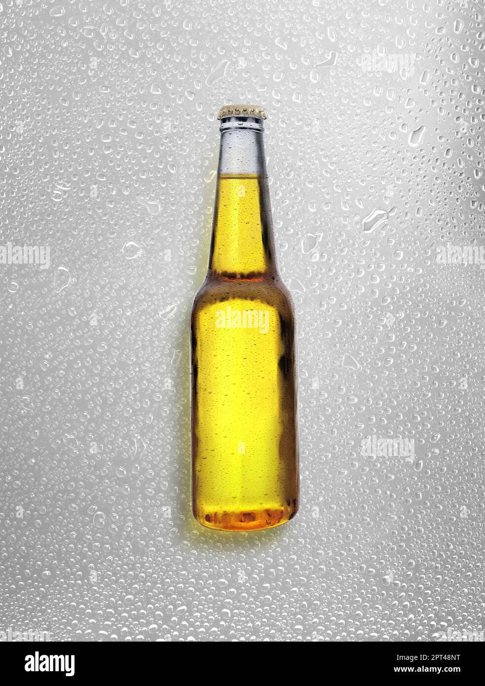 Beer bottle with water drops on water drops background. 3d render Stock ...
