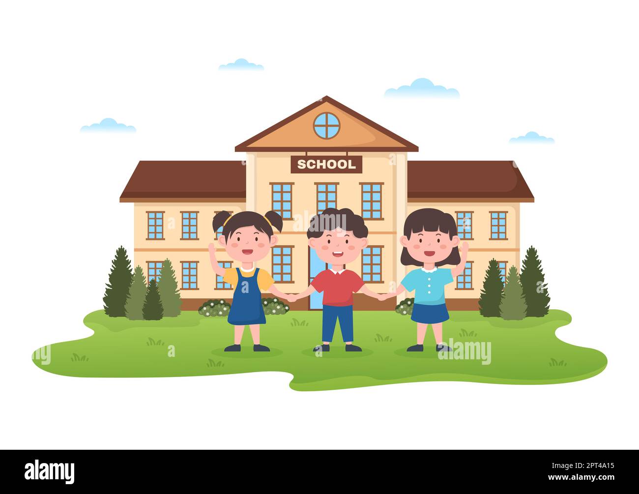 Students Leave School Building After Class or Program and Back to Home ...