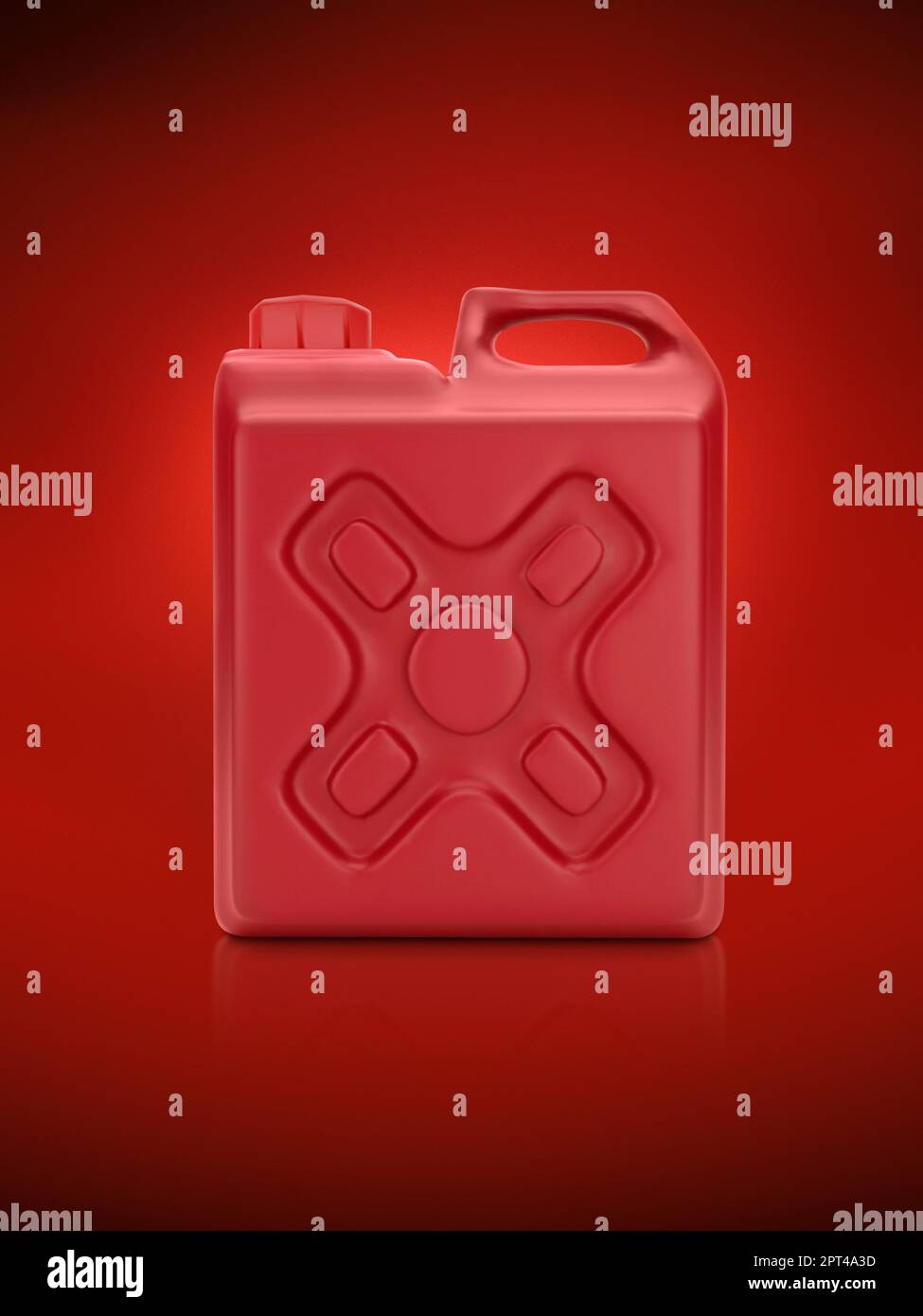Blank packaging red plastic gallon on red background. 3d render Stock ...