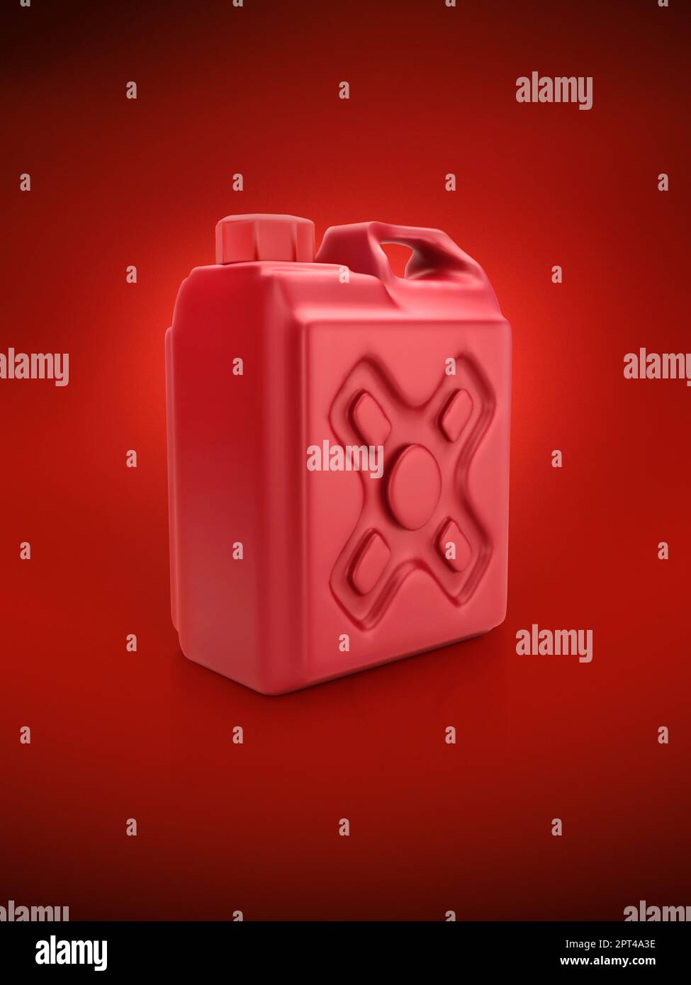 Blank packaging red plastic gallon on red background. 3d render Stock ...