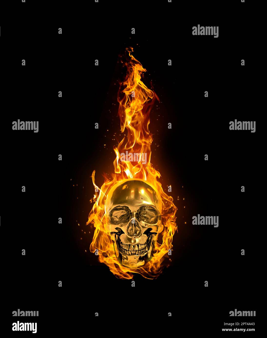 Skull fire head skeleton flame hi-res stock photography and images - Alamy