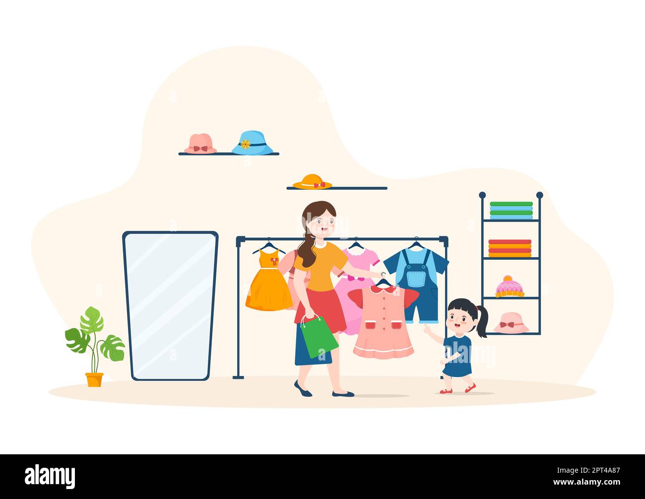 Kids Shop Building Template Hand Drawn Cartoon Flat Style Illustration ...