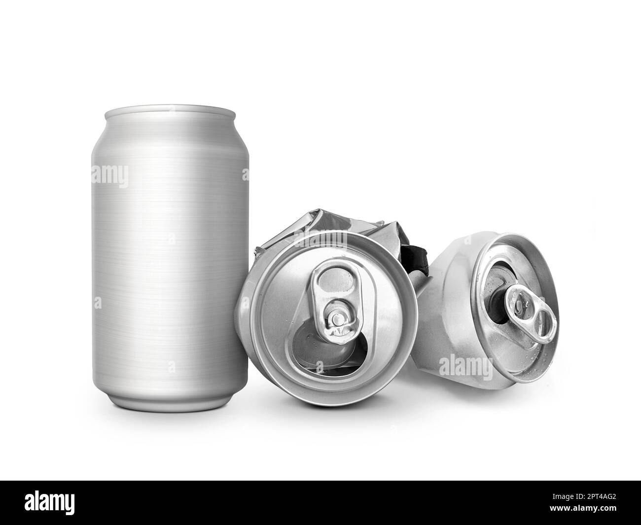 Crumpled empty blank soda and beer can garbage, Crushed junk can can ...