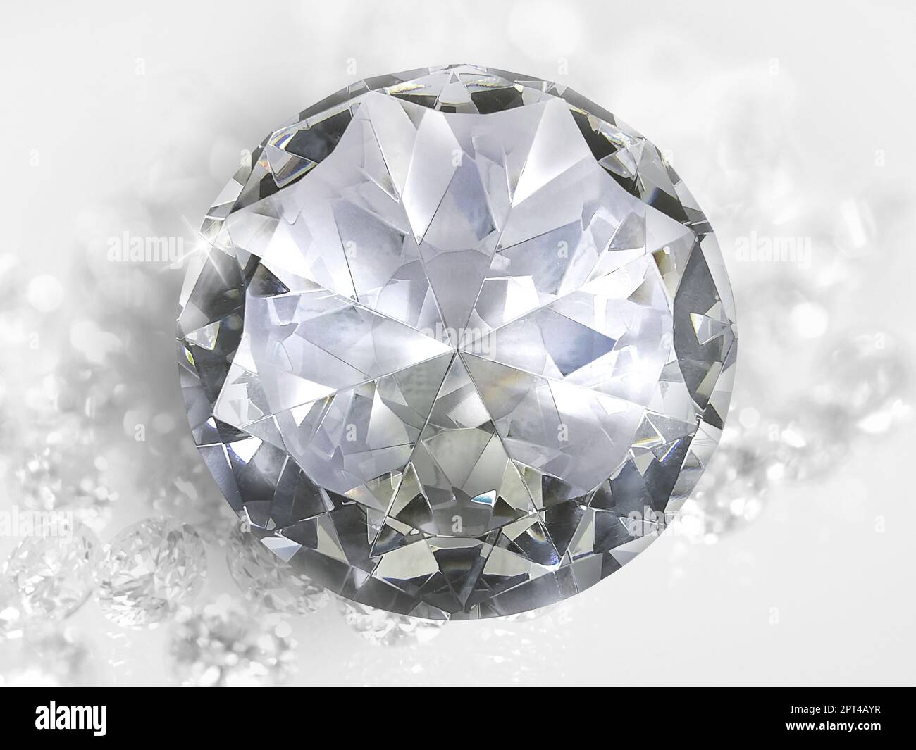 Dazzling diamond on white shining bokeh background. concept for ...