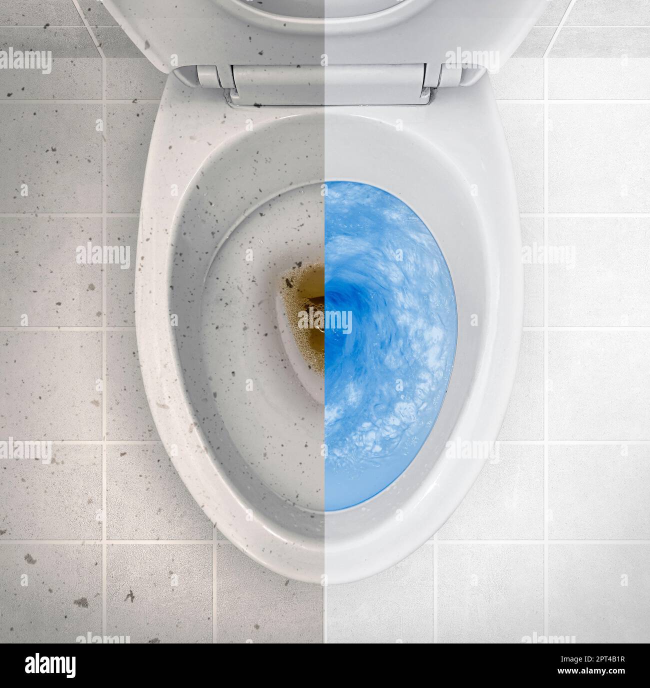 Photos before and after cleaning a dirty toilet, the result of using ...