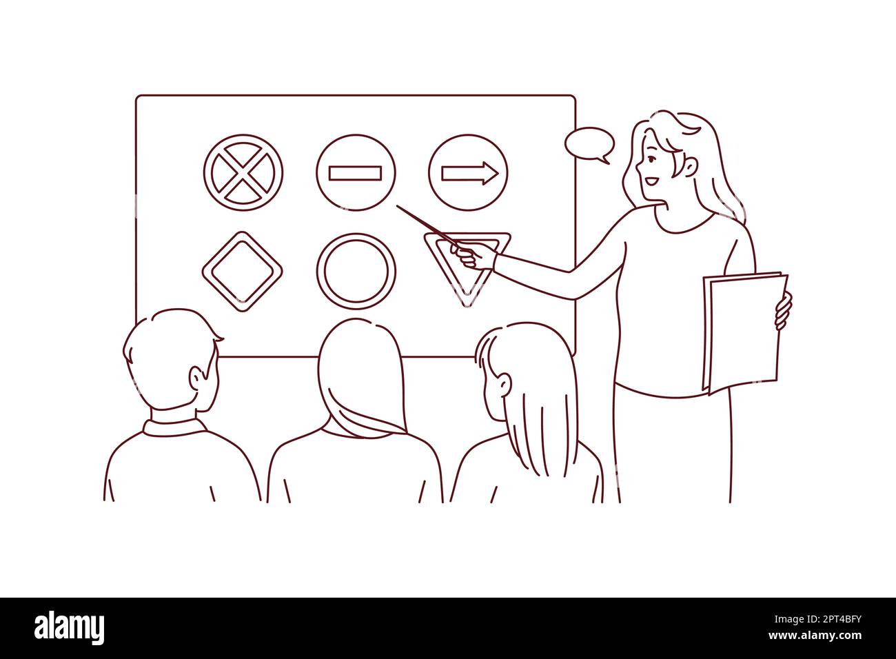 Female teacher make presentation in automotive courses. Woman tutor ...