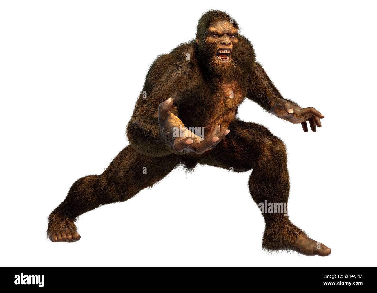 3D rendering of a Sasquatch or Bigfoot isolated on white background ...