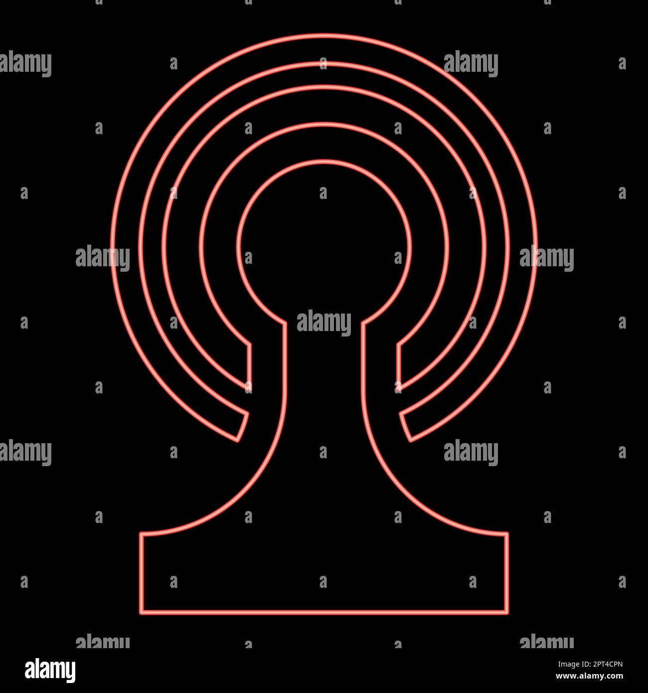 Neon broadcasting Wireless device Radio wave icon black color vector ...