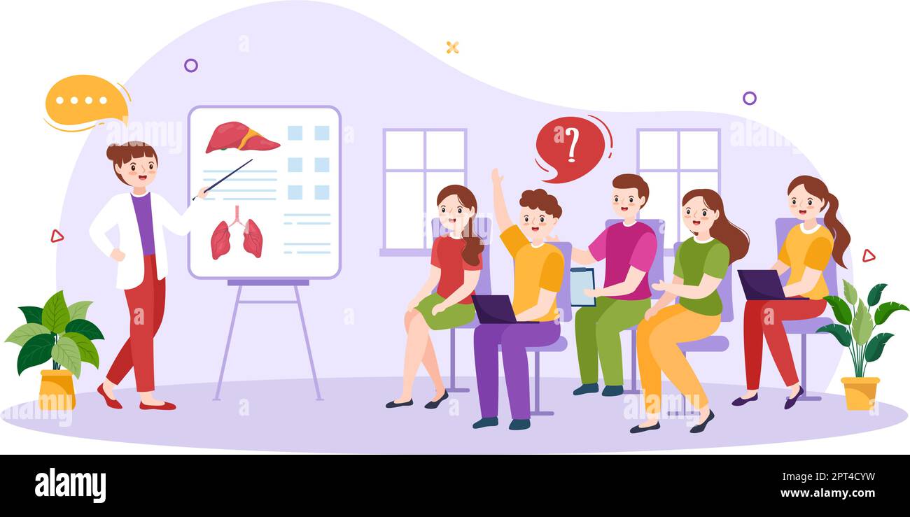 Medical School with Students Listening to Doctor Lecture and Learning ...