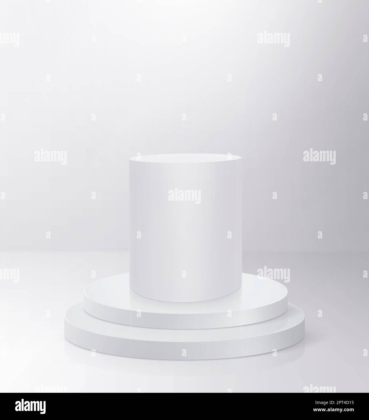 Shiny white round pedestal podium. Abstract high quality 3d concept ...