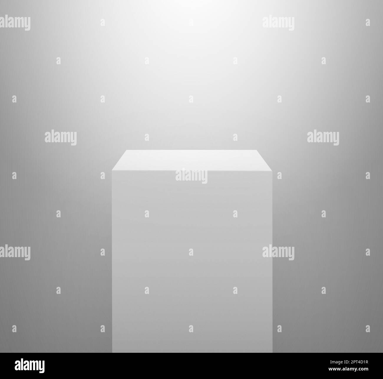 White rectangle empty pedestal and white wall. Simple template for an ...