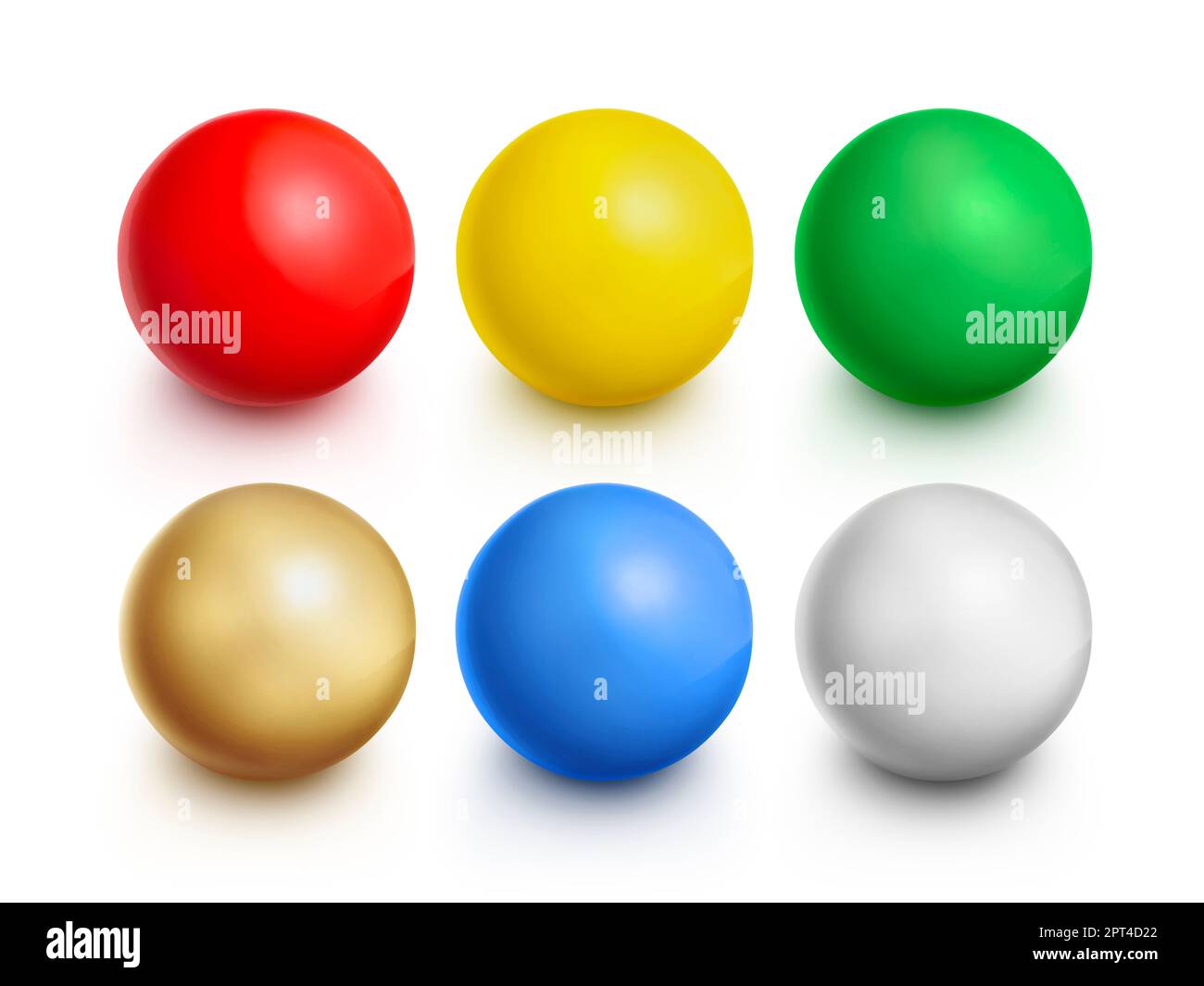 Collection of colorful glossy spheres isolated on white. 3d render ...