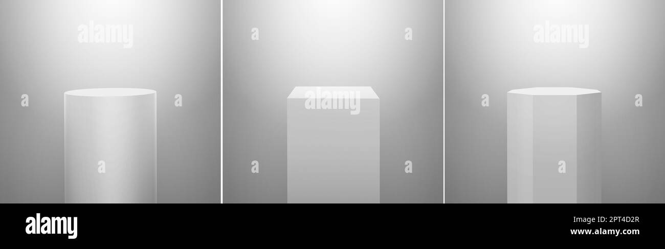 Museum stage. Realistic cubes podium, 3d exhibit displays. Gallery ...