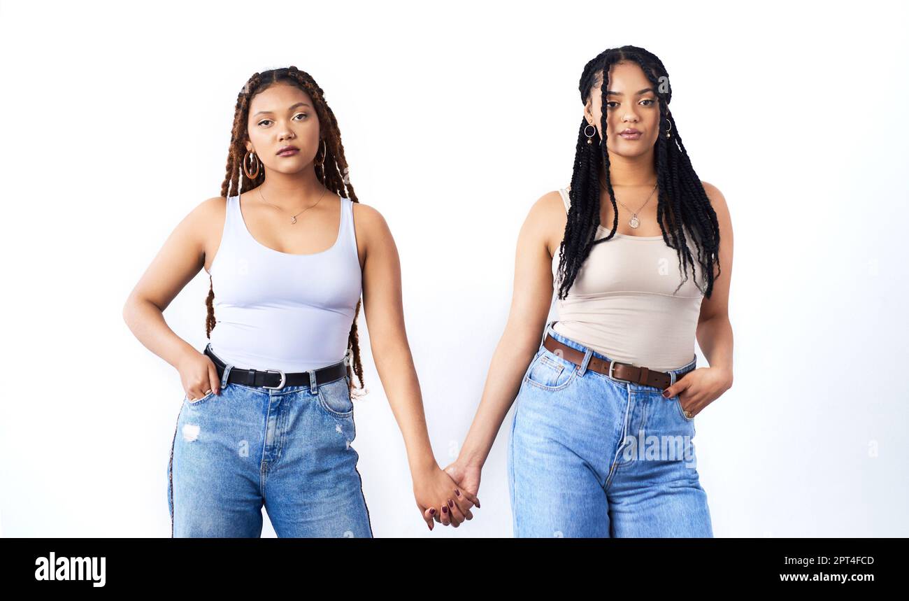 We are stronger together, united is better. Studio shot of two ...