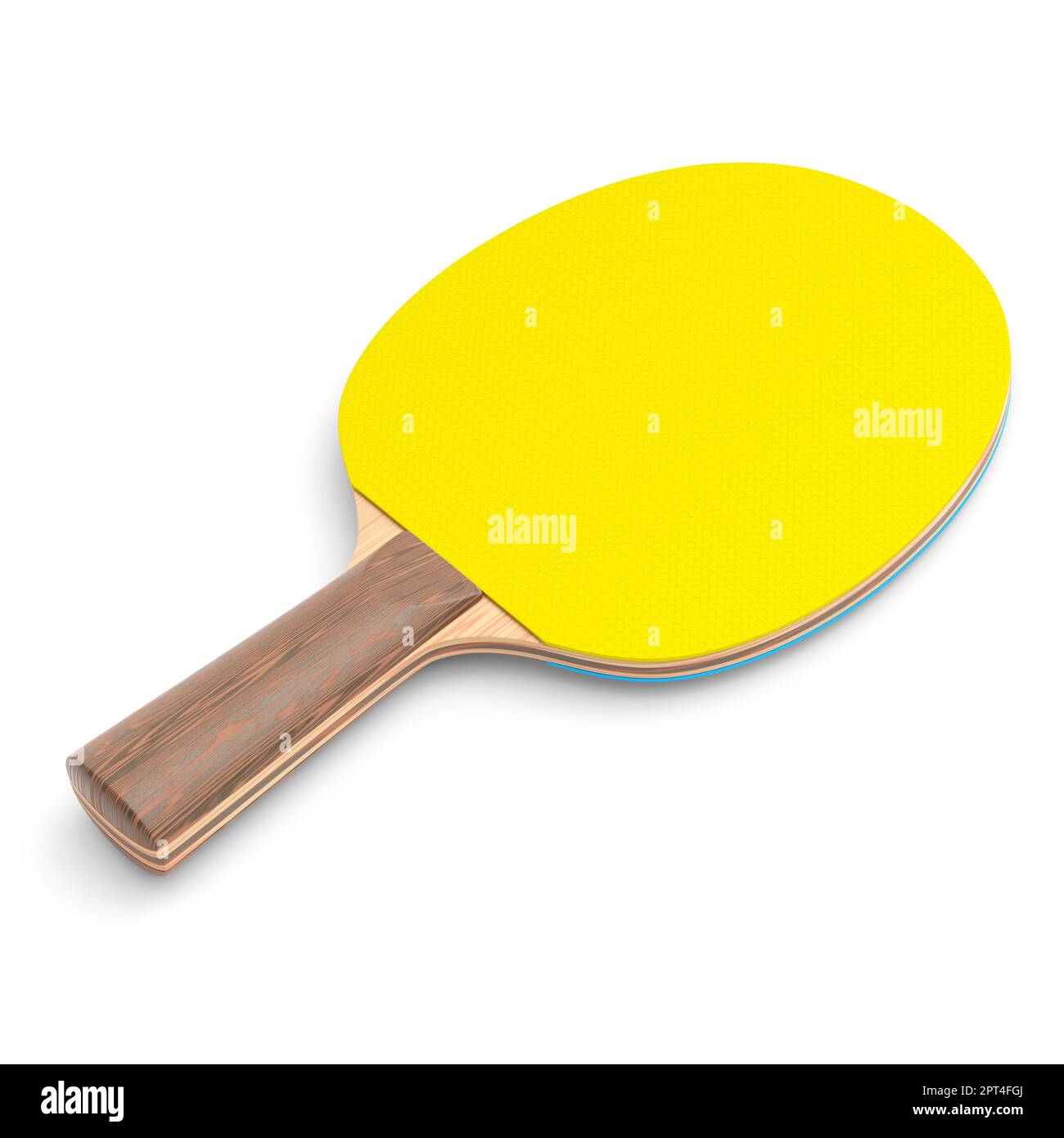 Yellow ping pong racket for table tennis isolated on white background ...