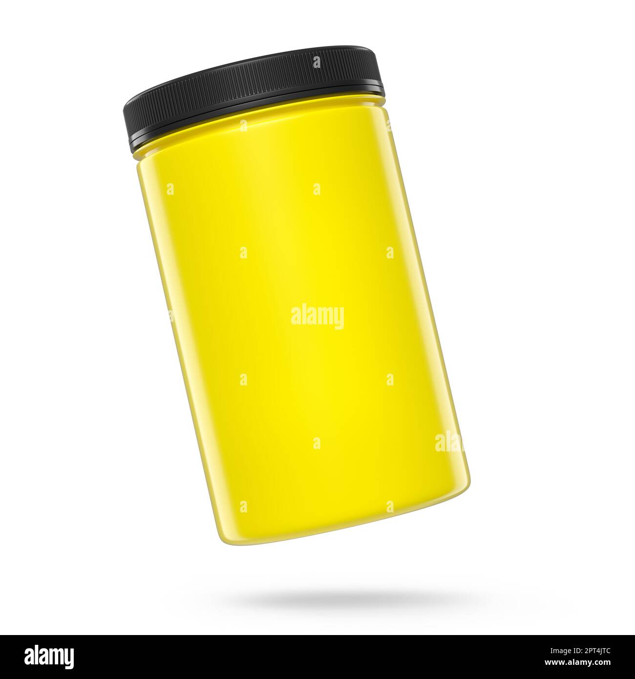 Yellow plastic jar for sport nutrition whey protein and gainer powder ...