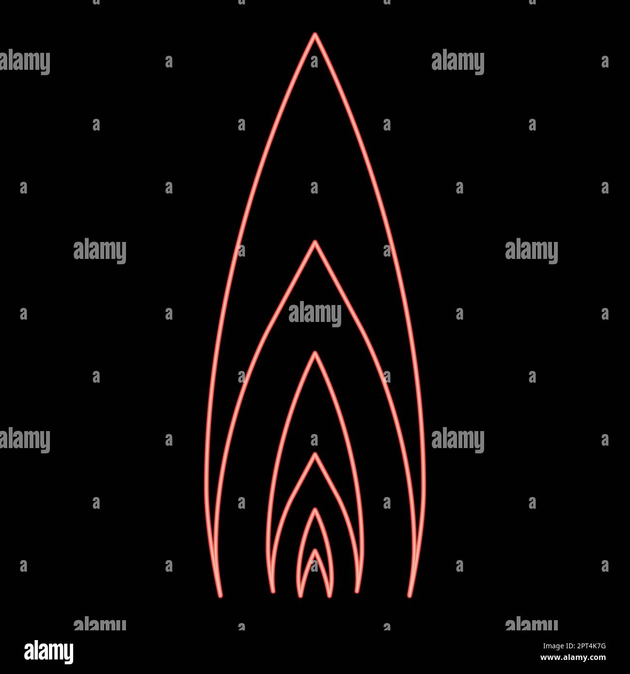 Neon flame icon black color vector illustration flat style image red ...