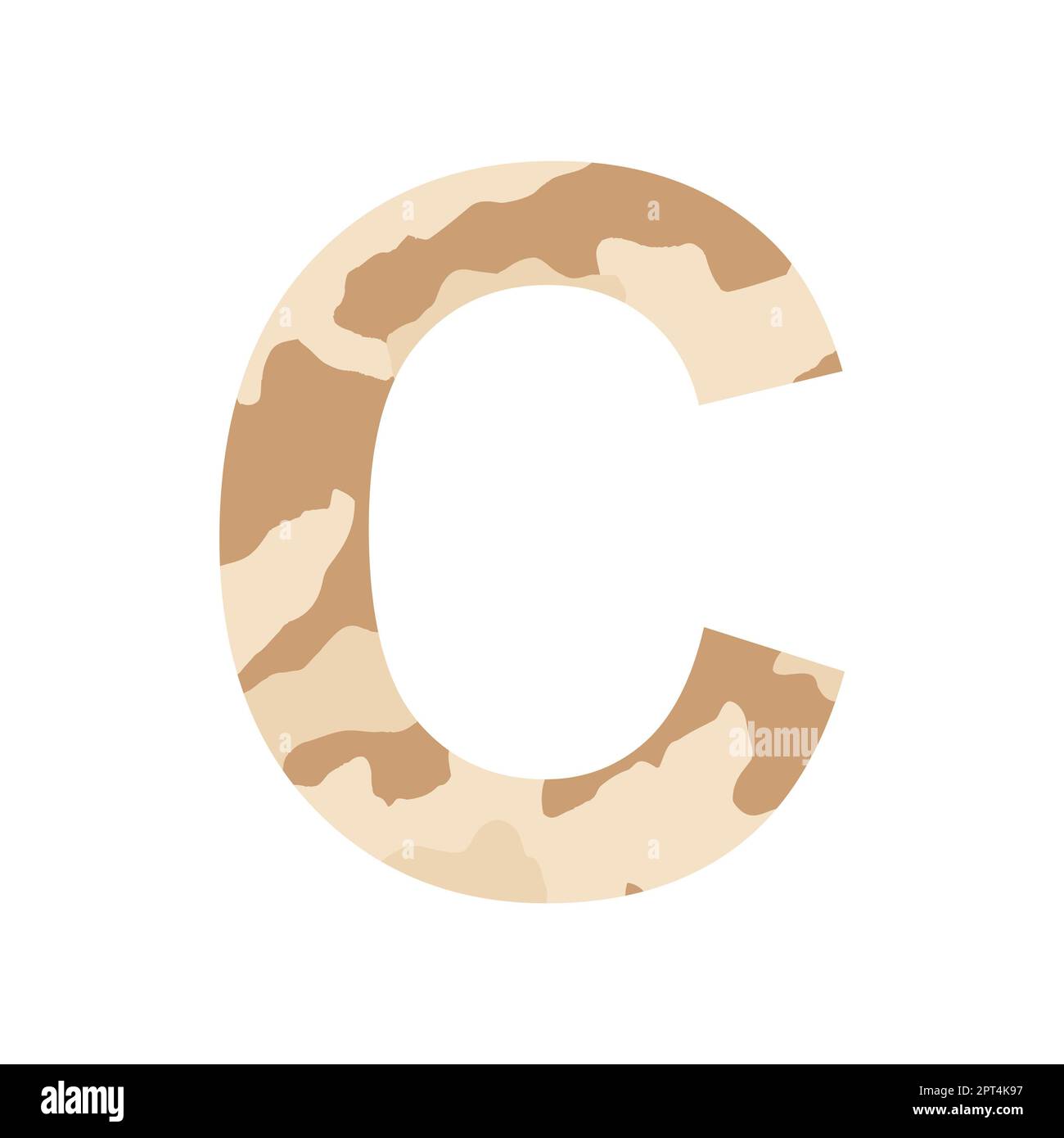 English alphabet letter C, khaki style isolated on white background ...