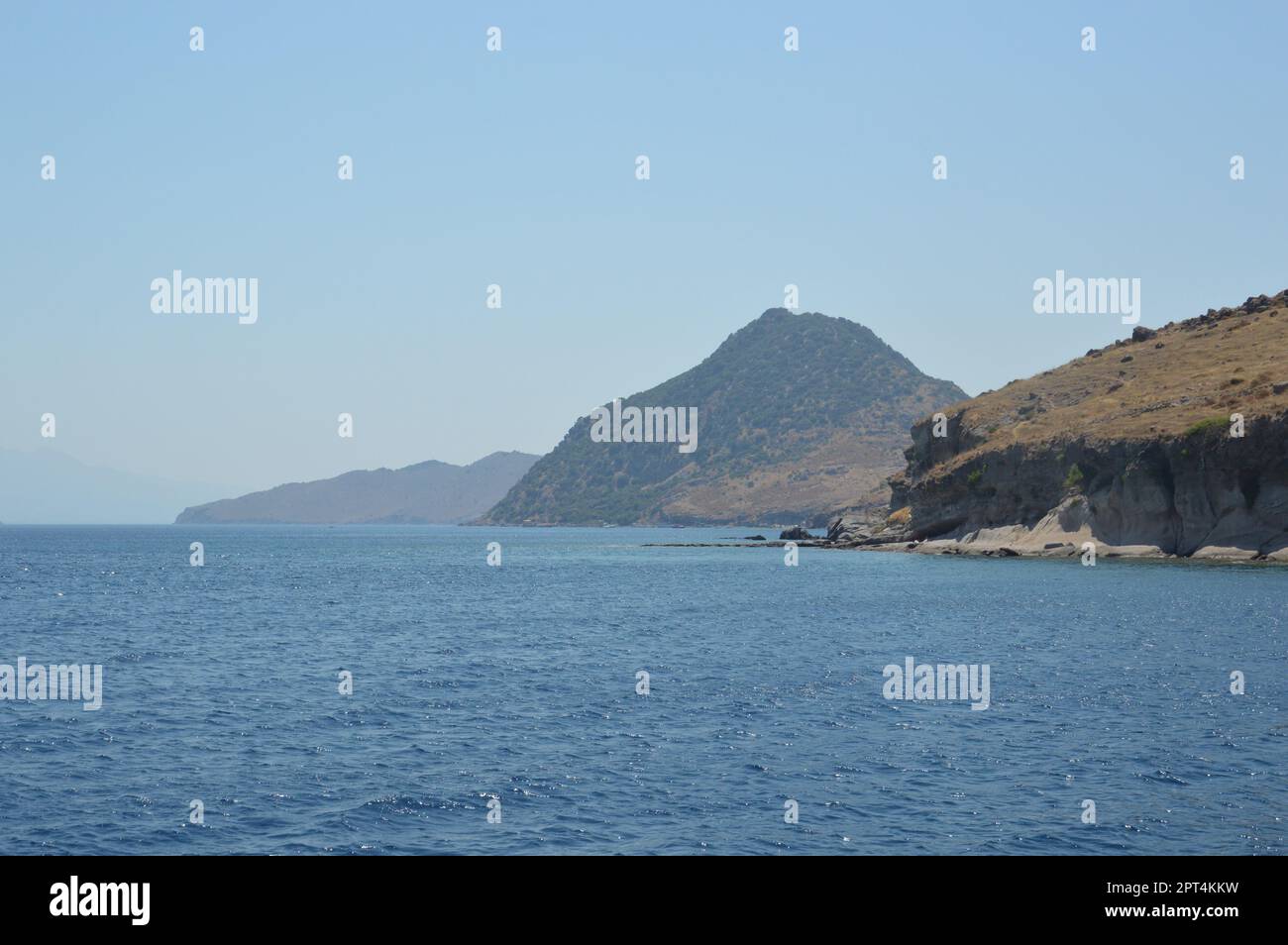 Aegean Sea in Turkey, panorama of mountains and the coast Stock Photo ...