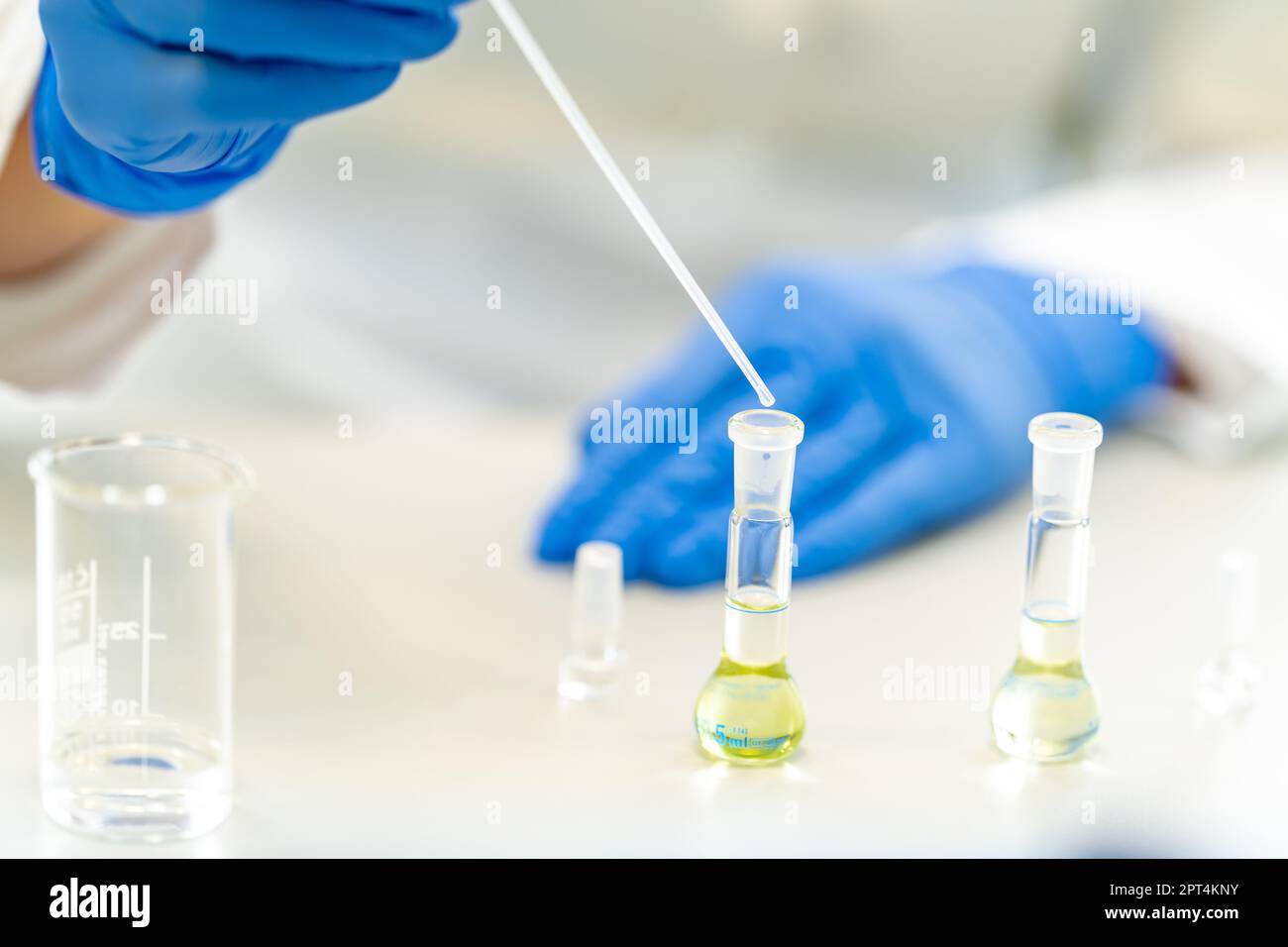 test of a chemical sample in the scientific laboratory of the research ...