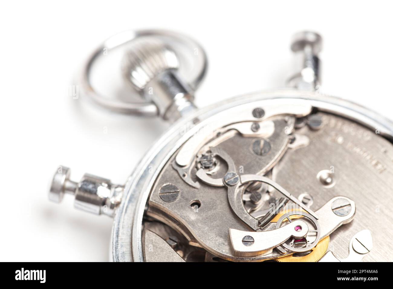 Mechanism, clockwork of a stopwatch close-up. Time, work concept Stock ...