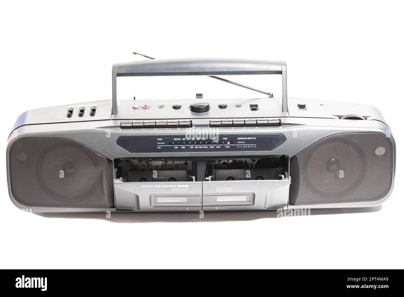 Silver retro ghetto radio boom box cassette recorder from 80s Stock ...