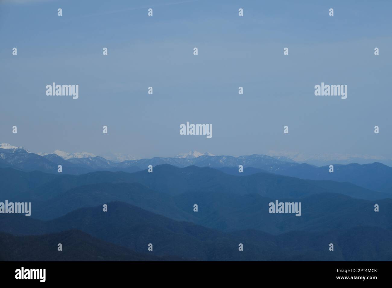 View of snowy peak of Mount Fisht from afar. Main Caucasian ridge in ...