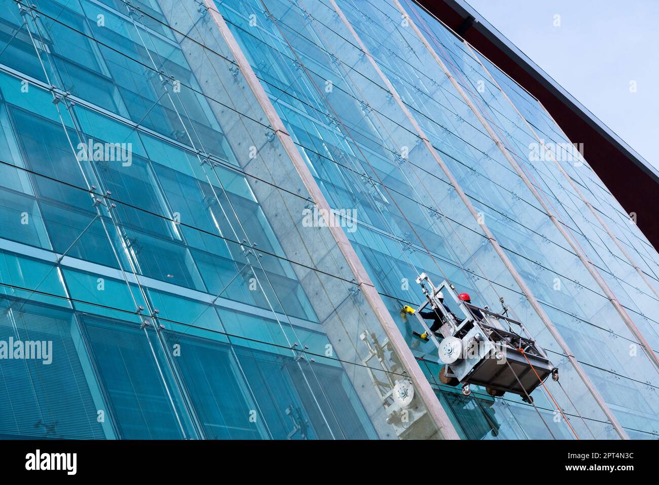 Window washers in a high office building Stock Photo - Alamy