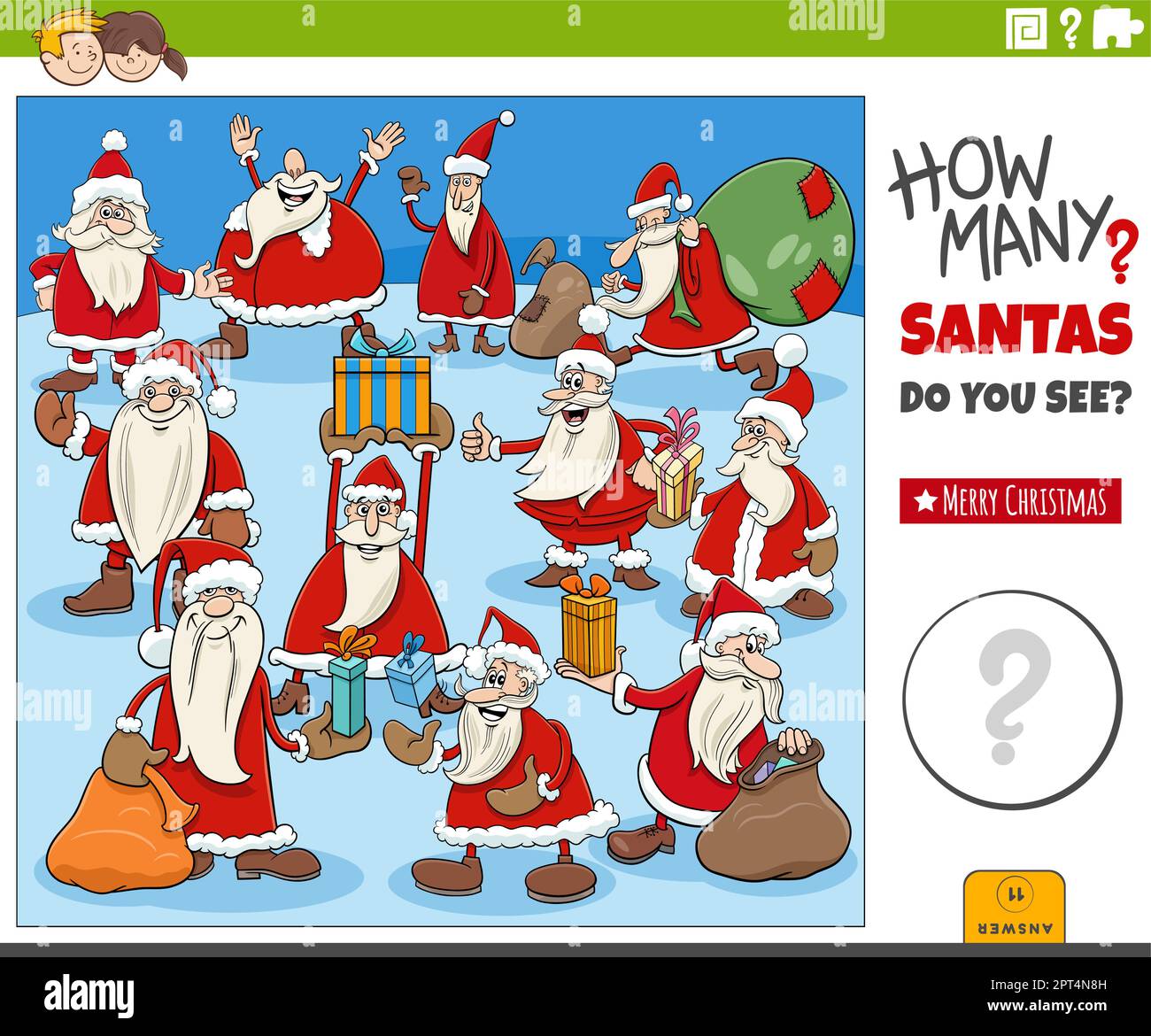 count cartoon Santa Claus characters educational game Stock Vector ...