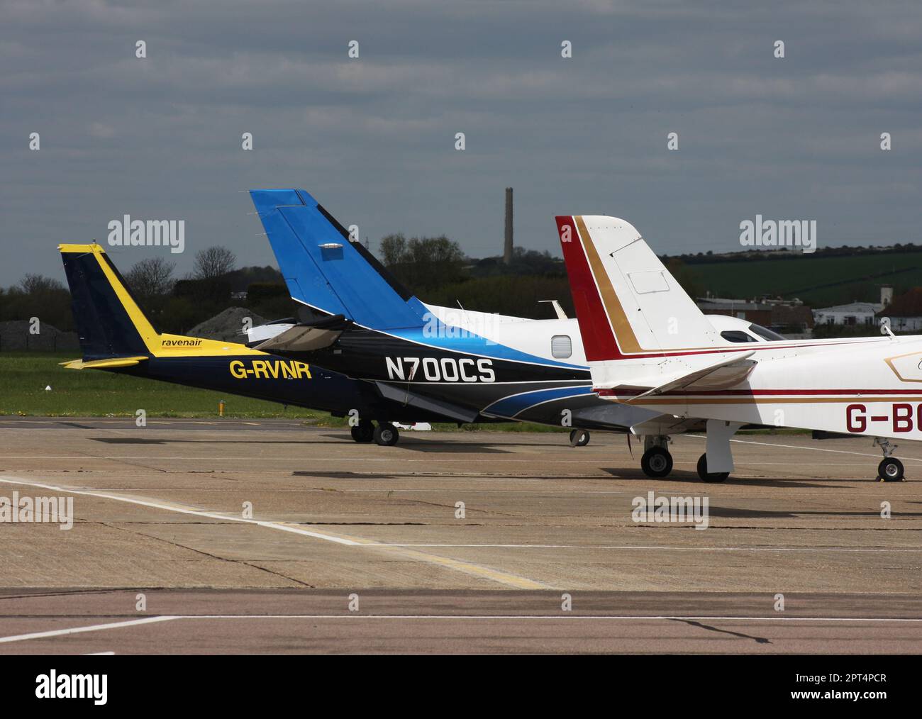 tailfins of aircraft at Brighton City Airport Shoreham Sussex Stock ...