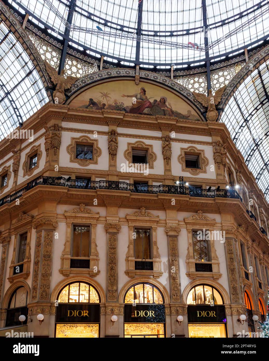 Milan, Italy - 30 December 2022: Entrance to Galleria Vittorio Emanuele ...