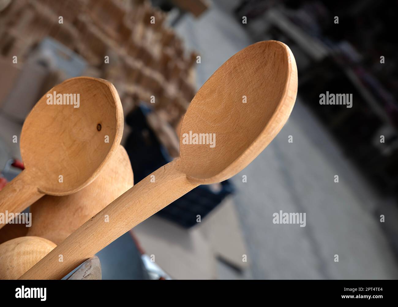 handmade wooden spoon from boxwood Stock Photo - Alamy