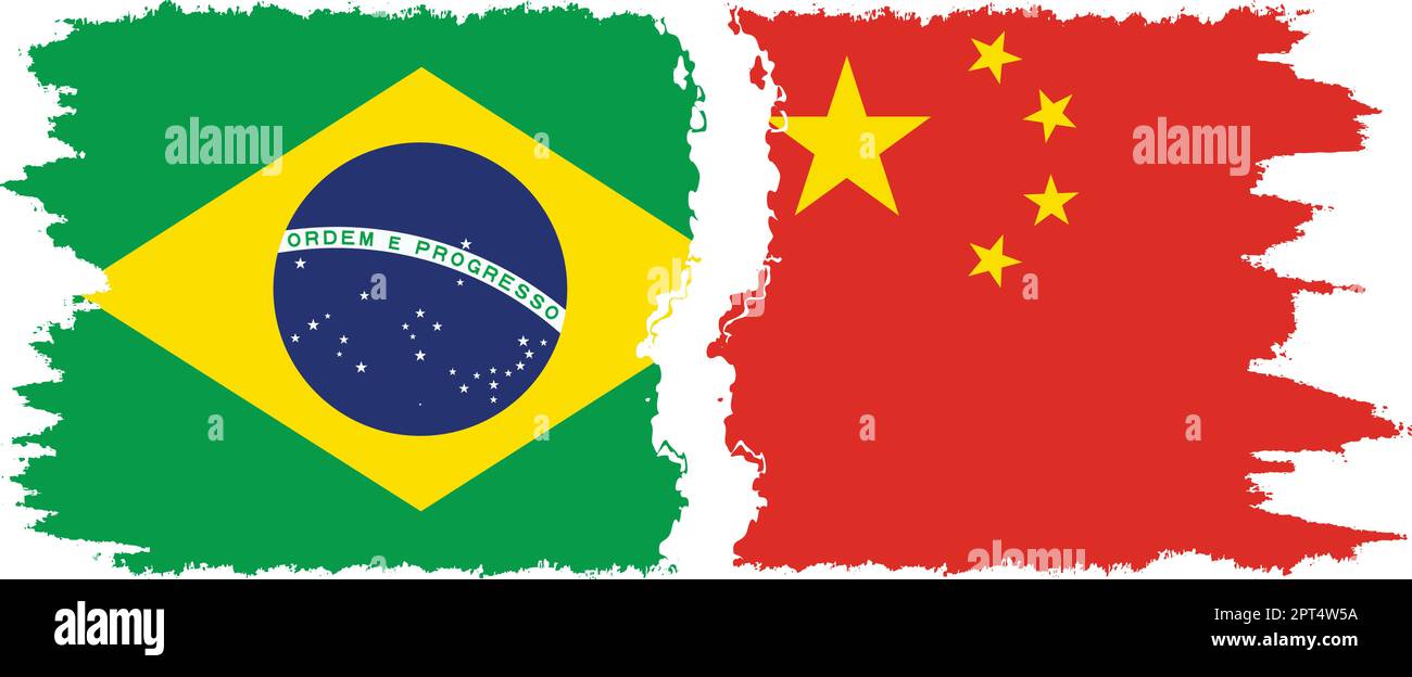 China and Brazil grunge flags connection, vector Stock Vector Image ...