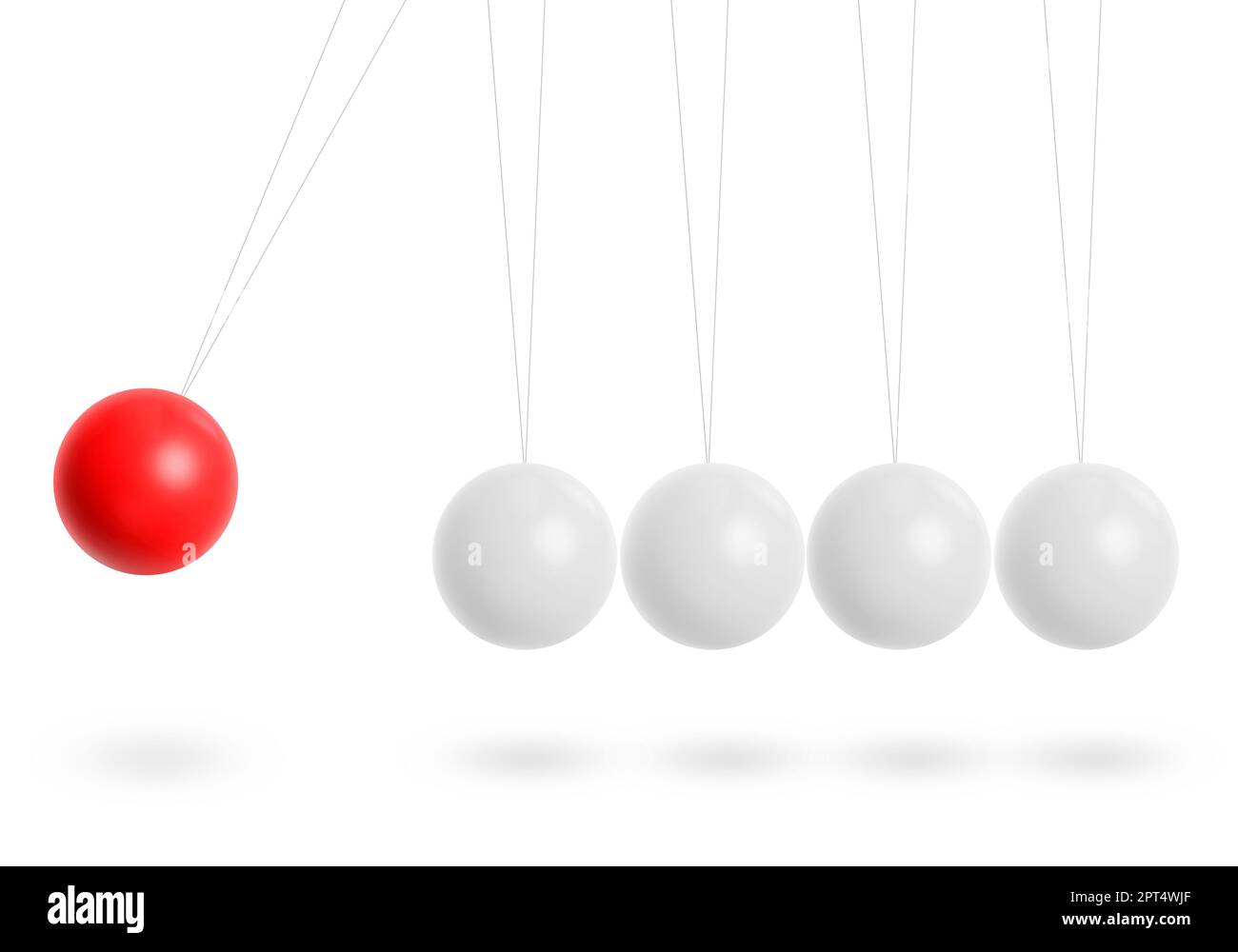 moving red ball and stable white balls on light white background ...