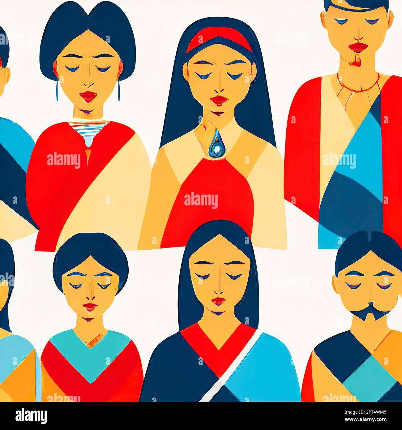 color image of ethnic group people illustration Stock Photo - Alamy