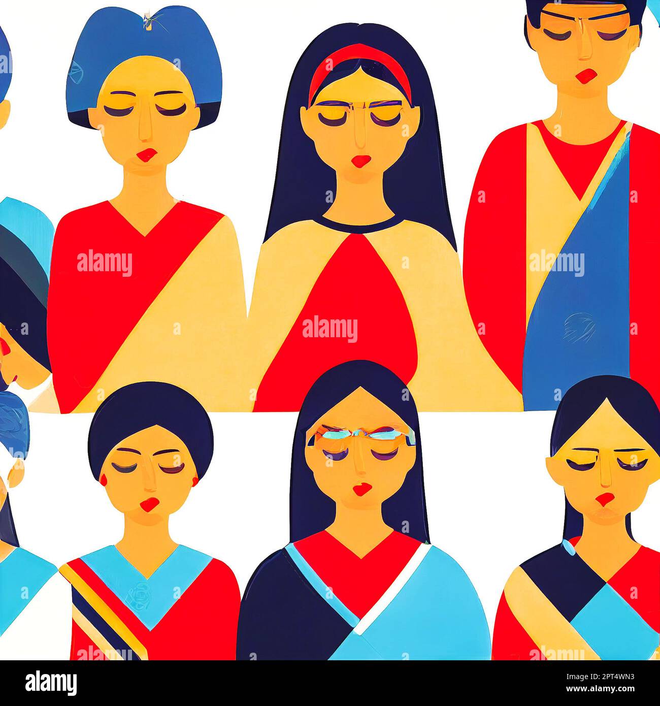 color image of ethnic group people illustration Stock Photo - Alamy